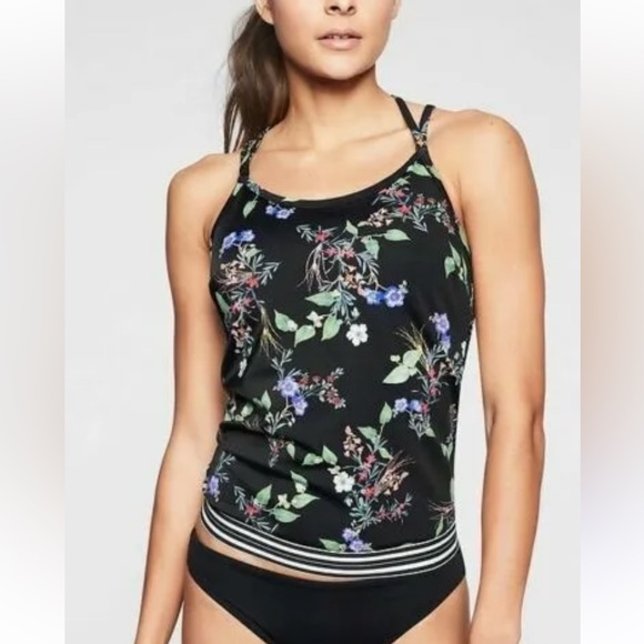 Athleta | Swim | Athleta Gold Coast Floral Blousy Tankini Top Cross ...